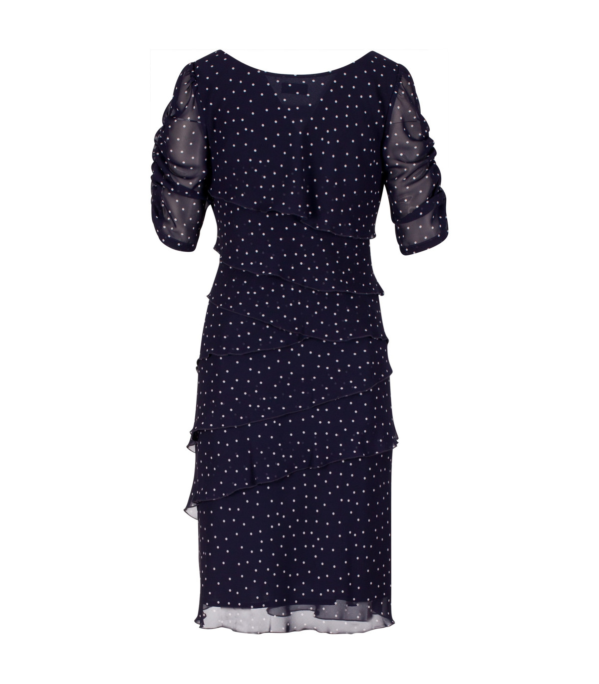 Estera R Dress Navy Blue Peas Ecru - POZA